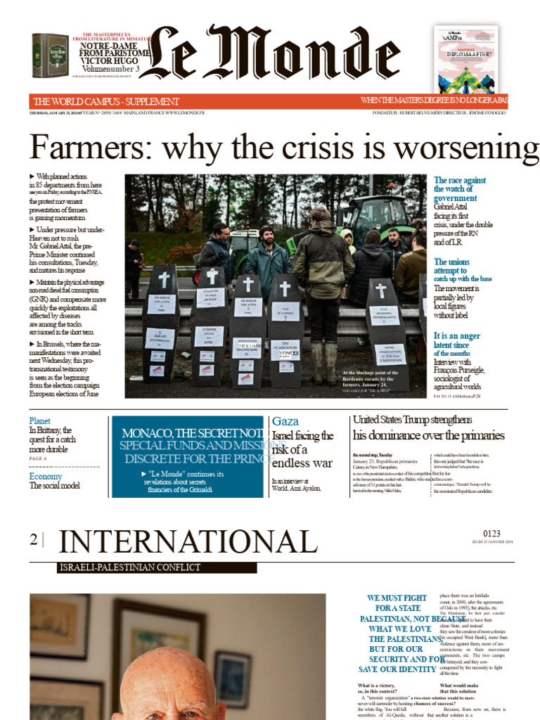 Newspaper Le Monde Thursday, January 25, 2024 | PDF | Gaza Strip | Hamas