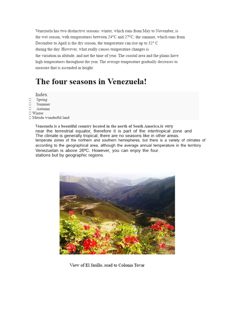 Venezuela has two distinctive seasons. | PDF | Venezuela | Atmosphere