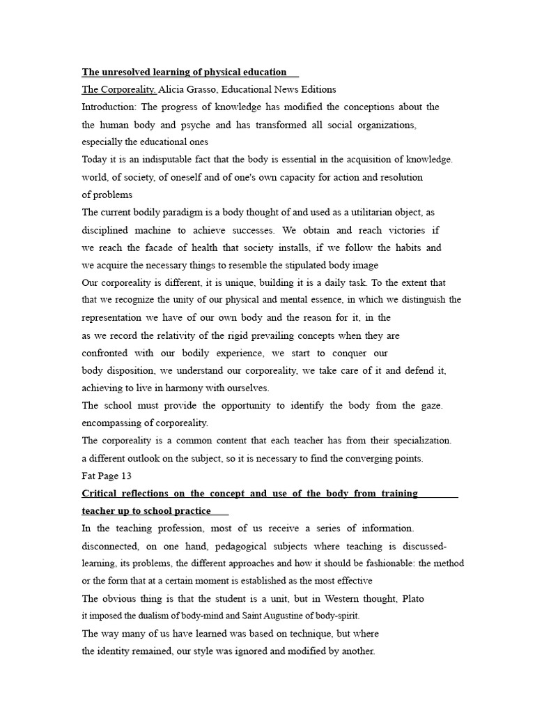 Understanding Corporeality in Education | PDF | Body Language | Feeling