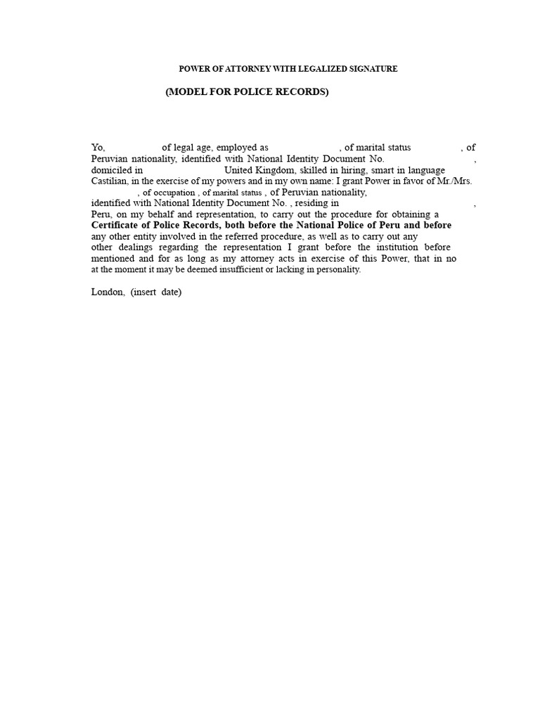 Power of Attorney for Police Records | PDF
