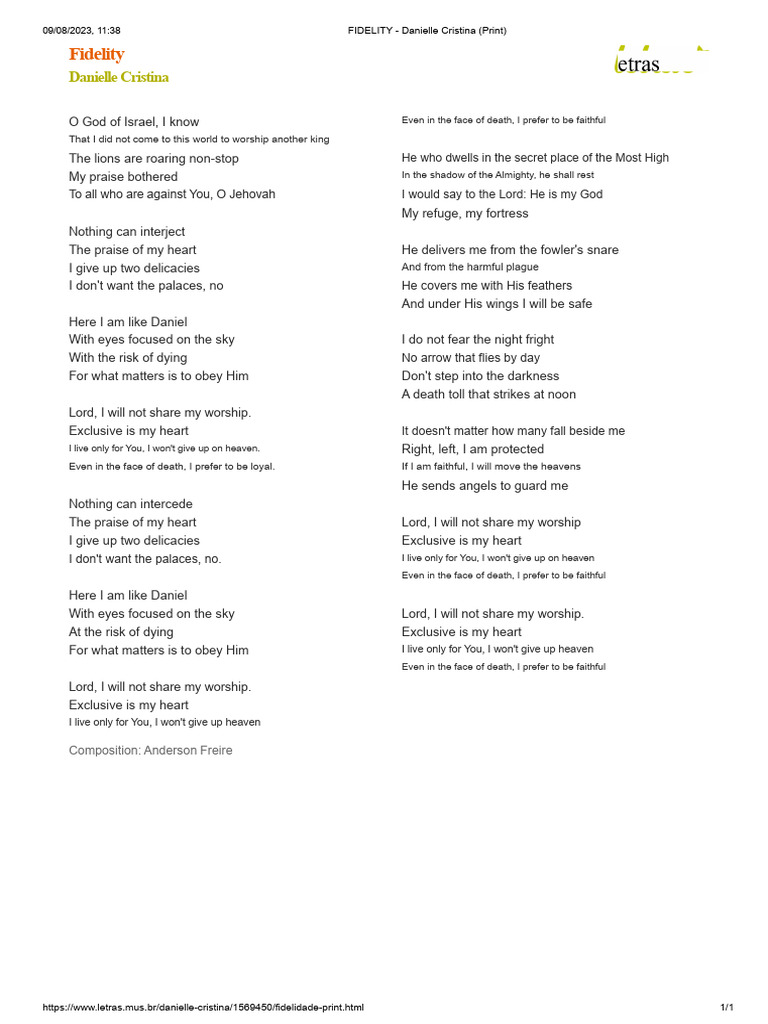 FIDELITY - Danielle Cristina (Print) | PDF | Religious Belief And ...