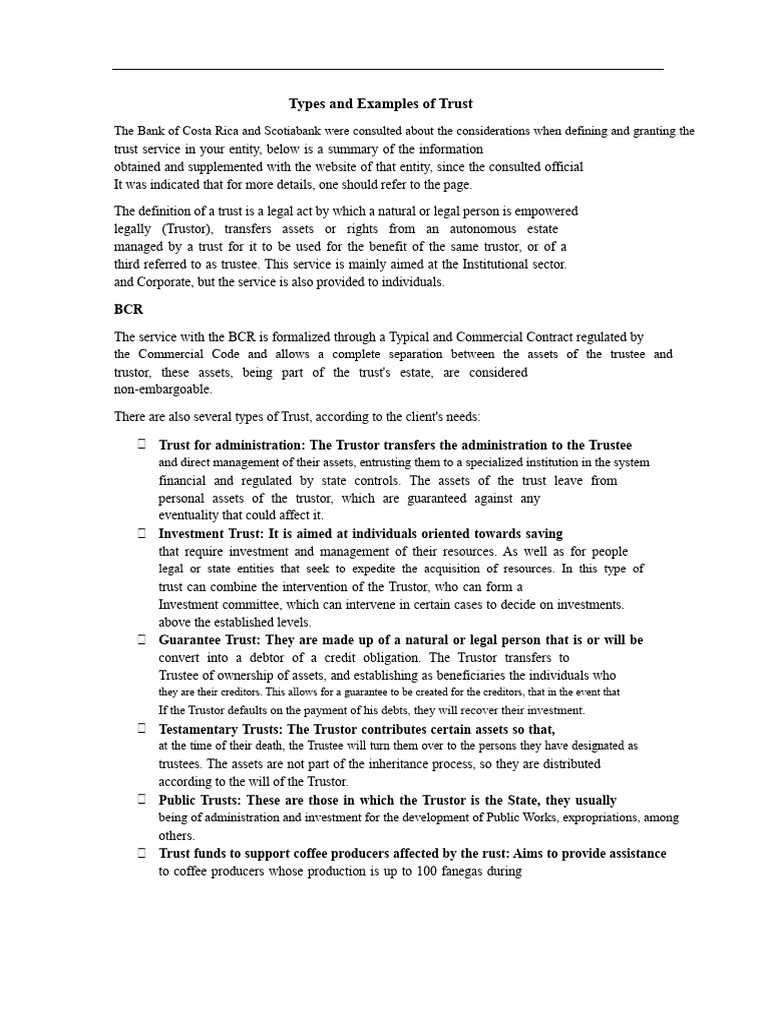 Types and Examples of Trust | PDF | Banks | Securitization