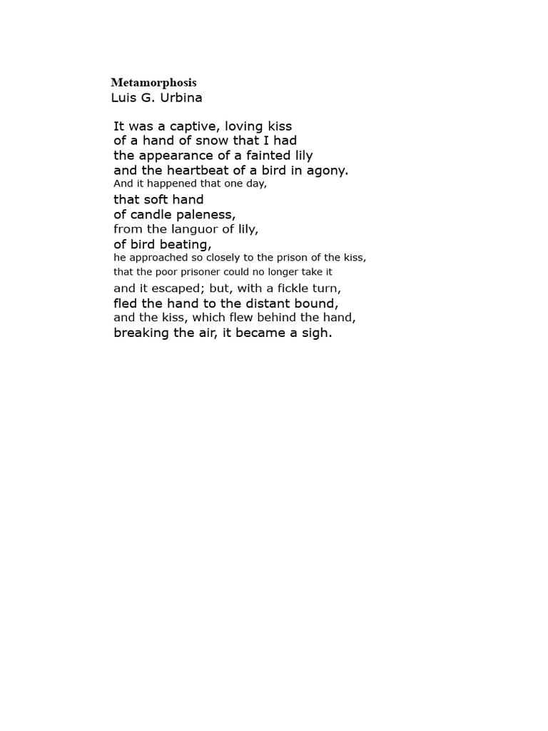 Metamorphosis. - Luis G. Urbina. | PDF