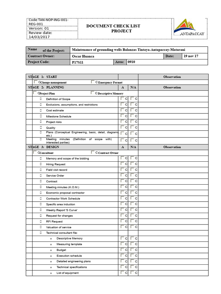 P17S11 RG 001 Document Checklist_v1.docx | PDF | Business