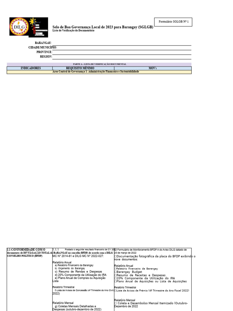 Checklist de Documentos Do Formulário SGLGB Final-2023-1 | PDF ...