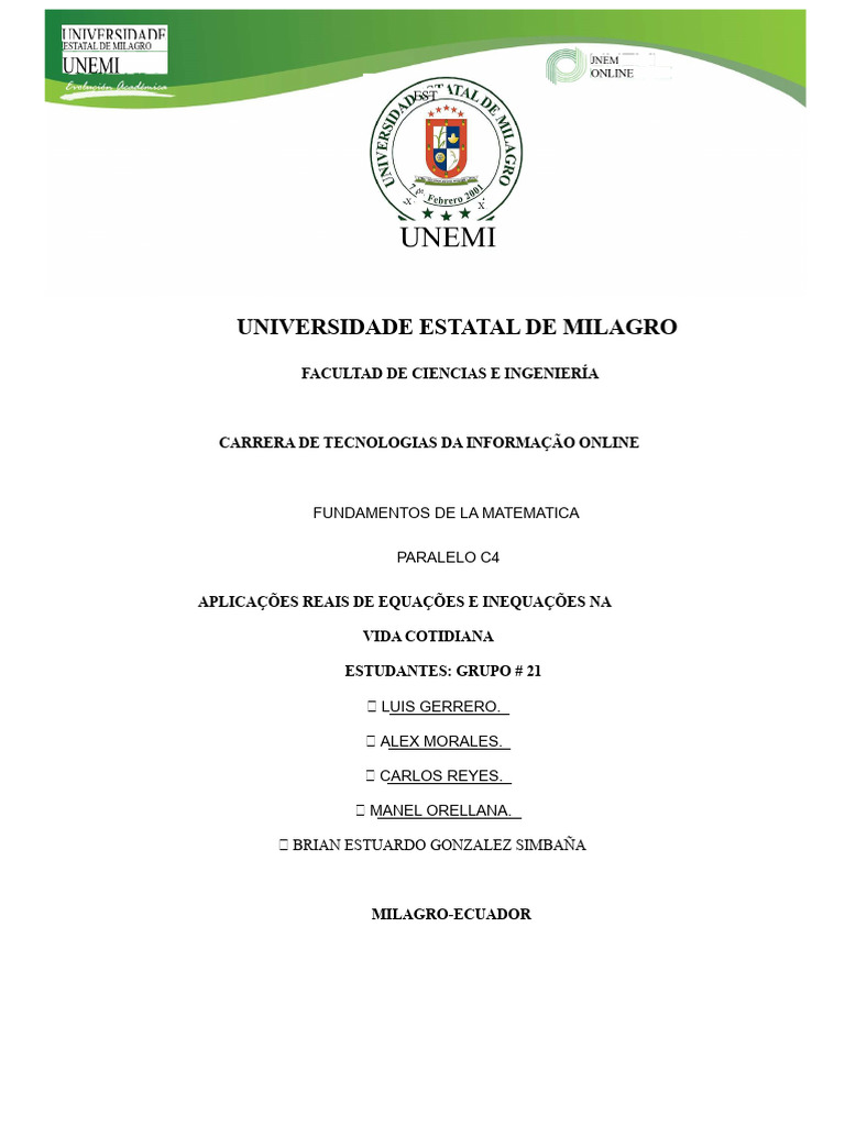 APLICAÇÕES DAS EQUAÇÕES E INEQÜAÇÕES NA VIDA REAL | PDF | Matemática ...