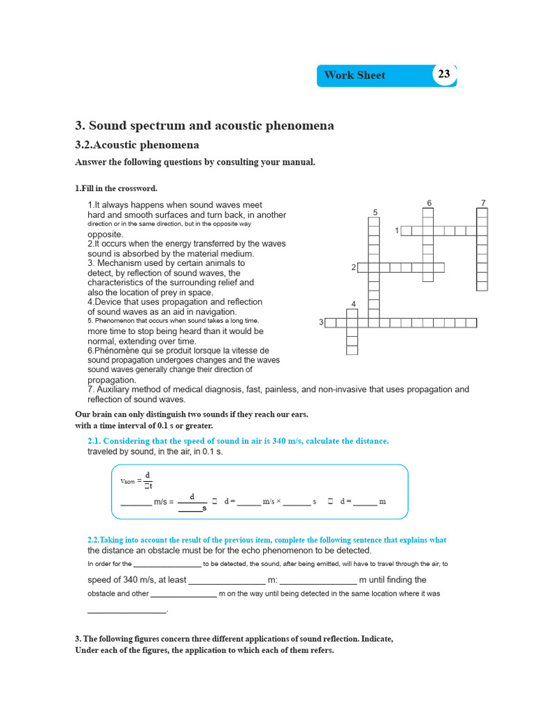 FQ - Work Sheet 23 - Sound Spectrum and Acoustic Phenomena | PDF ...