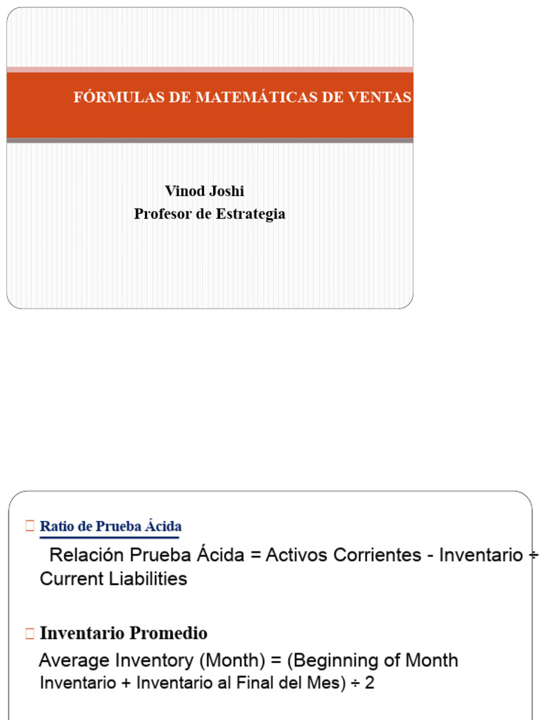 Fórmulas de Matemáticas en Retail | PDF | Margen bruto | Al por menor