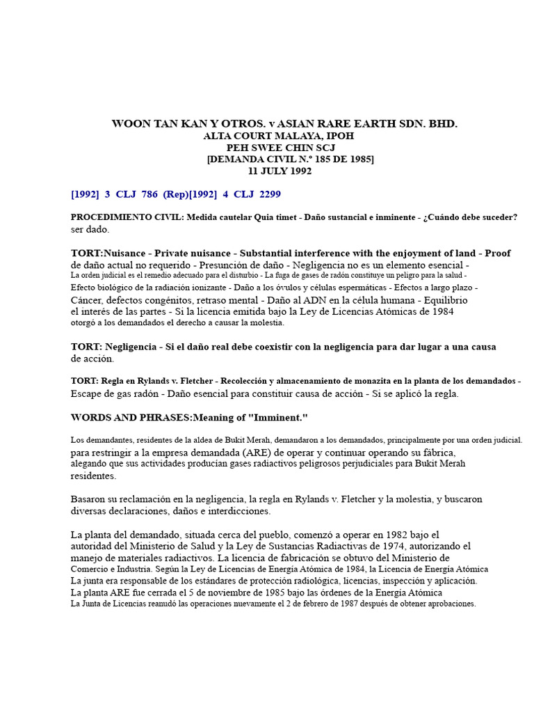 Woon Tan Kan Contra Asian Rare Earth | PDF | Radiación | Rayo gamma
