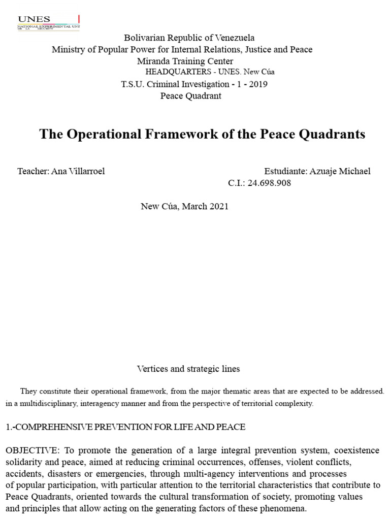 THEME 4. The Operational Scaffolding of the Peace Quadrants | PDF
