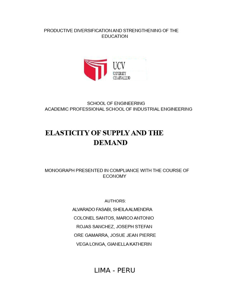Monograph on the Elasticity of Demand and Supply | PDF | Elasticity ...