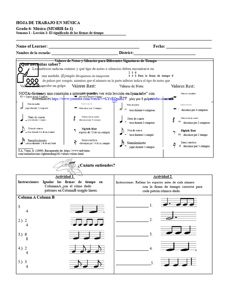 Hojas de trabajo en MAPEH - Música | PDF | Poética | Ritmo y medidor