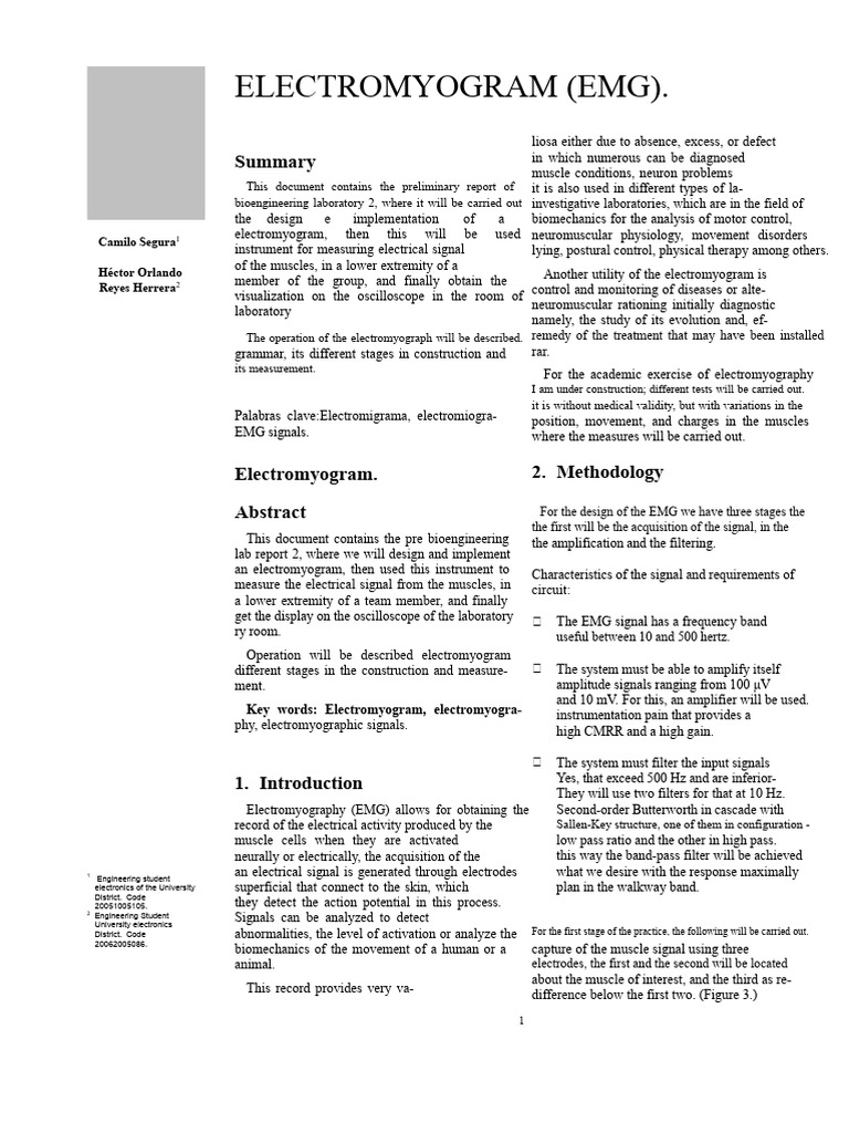 Electromyography Report | PDF | Electromyography | Electrical Engineering