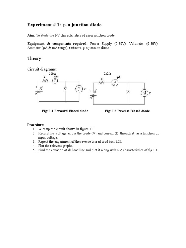 Experiment # 1: P-N Junction Diode: Theory | PDF | Rectifier | Bipolar Junction Transistor
