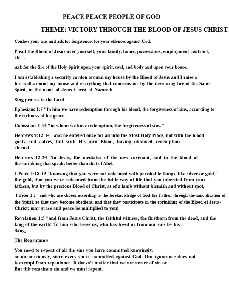 Victory Through the Blood of Jesus | PDF | Salvation | Sin