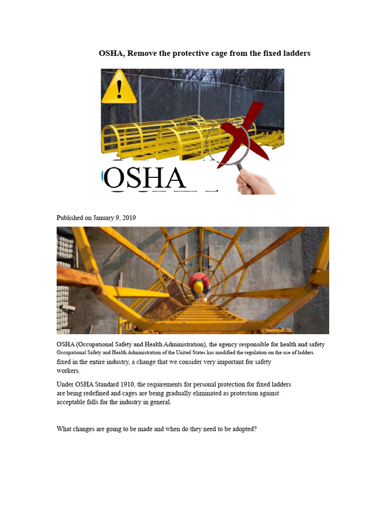 Eli OSHA Removes The Cages From The Marine Ladders. | PDF ...