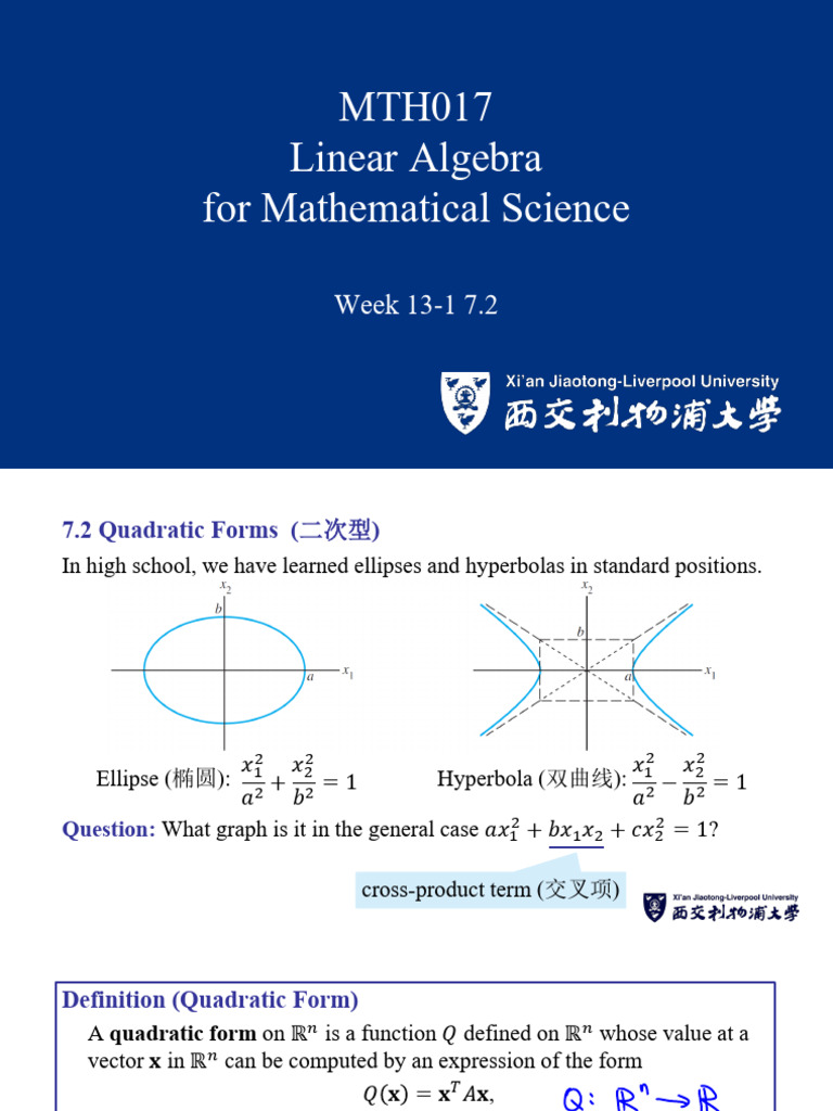 Quadratic Forms and Ellipses Explained | PDF | Matrix (Mathematics ...