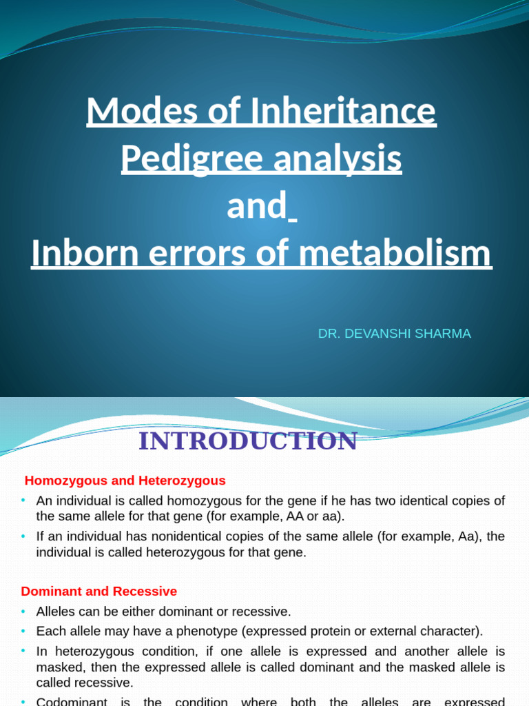 Modes of Genetic Inheritance Explained | PDF | Dominance (Genetics ...