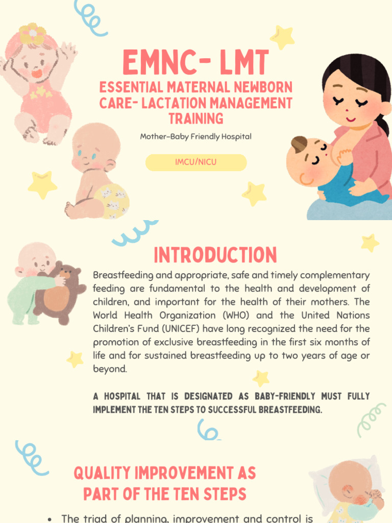 EMNC-LMT PPT | PDF | Breastfeeding | Breast Milk
