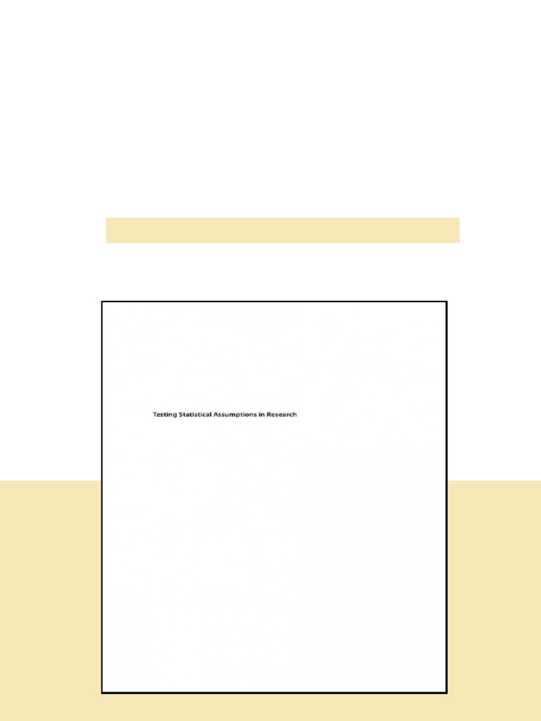 Testing Statistical Assumptions In Research J P Verma Abdelsalam G ...