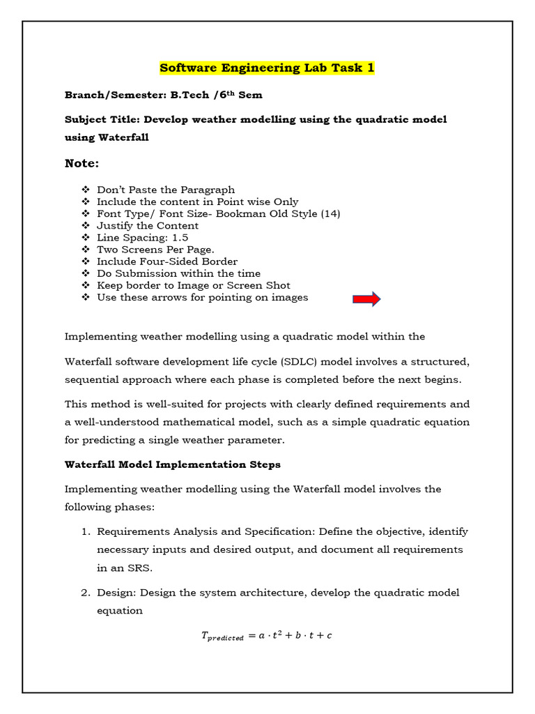 CSEN1131 SE LAB TASK 4 Weather Waterfall Model | PDF