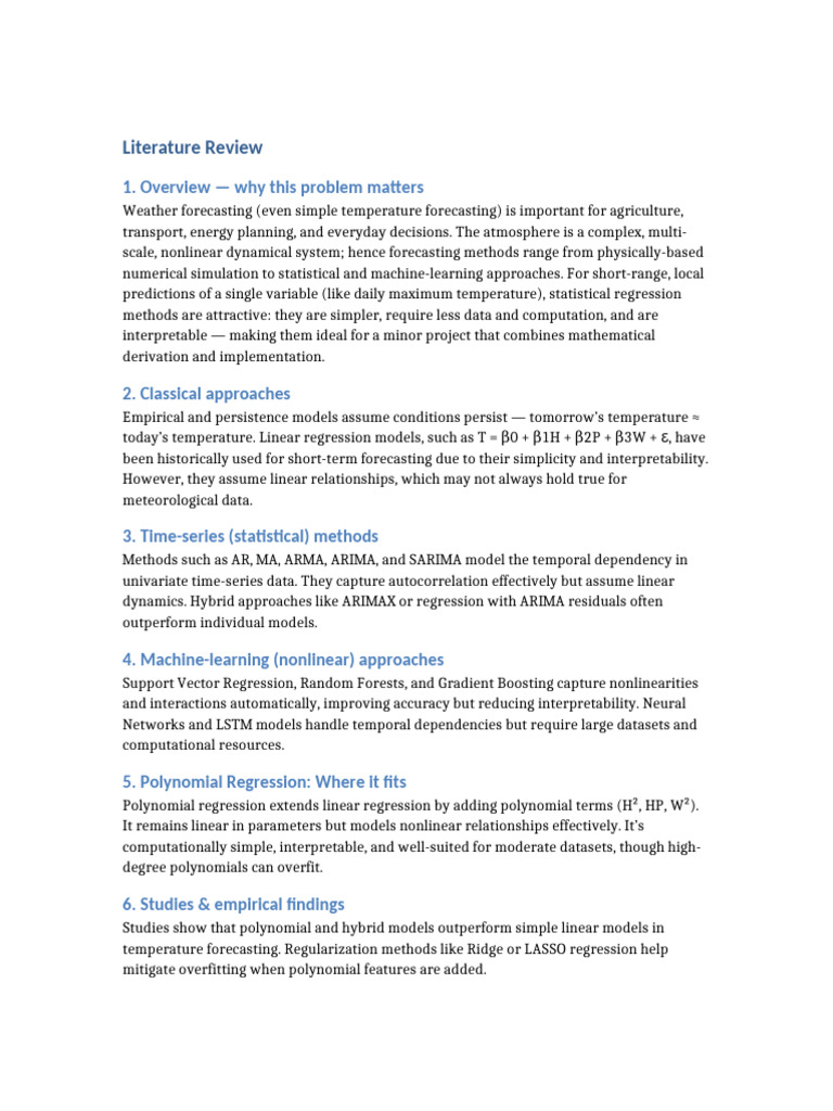 Polynomial Regression in Weather Forecasting | PDF | Autoregressive ...