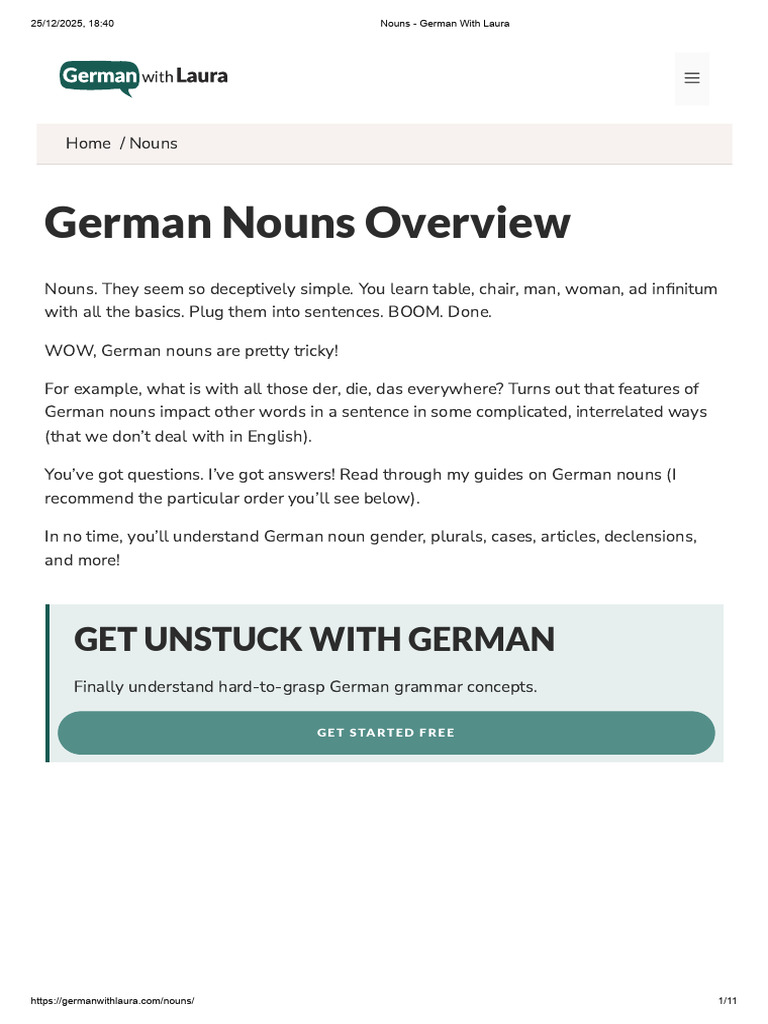 Understanding German Nouns and Cases | PDF | Grammatical Gender ...