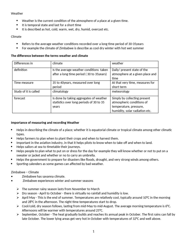 Understanding Weather and Climate Differences | PDF | Rain | Oceanic ...