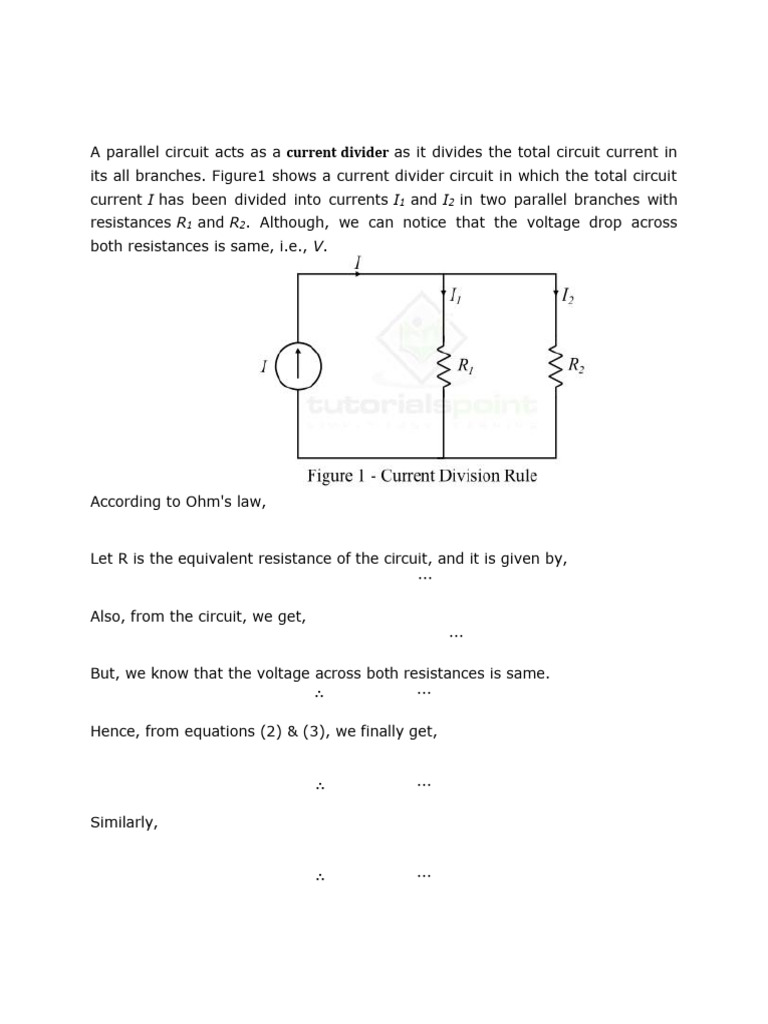 Current Division Rule and Voltage Divier Rule | PDF | Series And ...