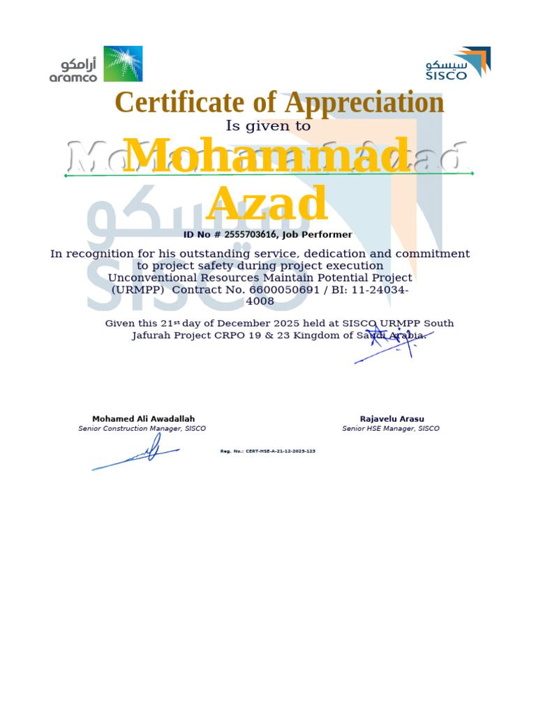 SJ Appreciation Certificate Job Performer | PDF