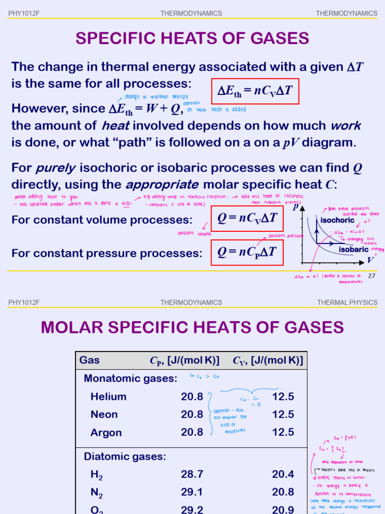 Specific Heats and Heat Transfer in Gases | PDF | Gases | Heat