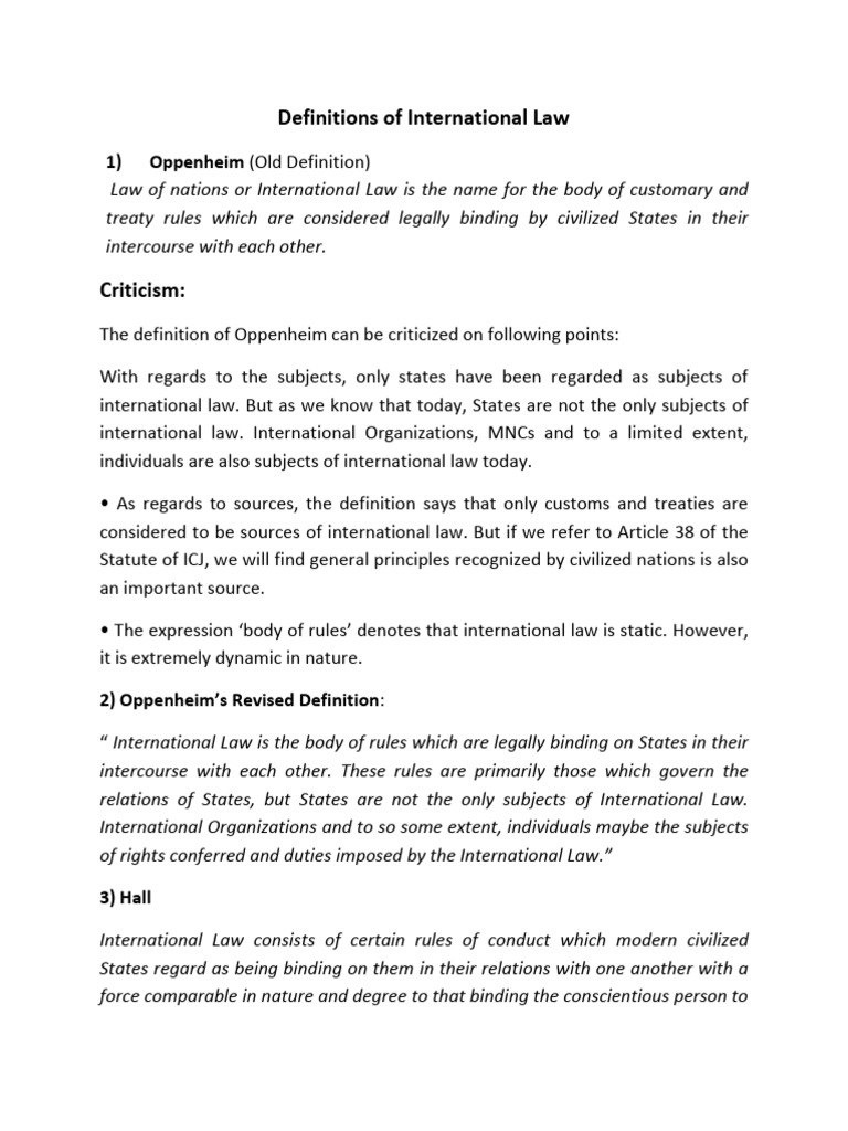 Key Definitions of International Law | PDF | International Law ...