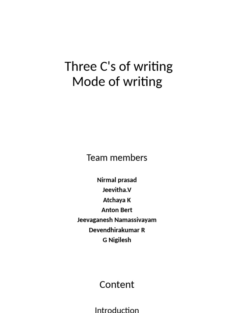 Three C's of Writing and Mode of Writing | PDF | Communication ...