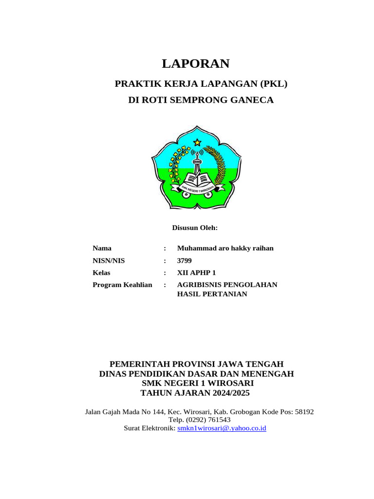 FORMAT LAPORAN PKL 2024 Fix | PDF