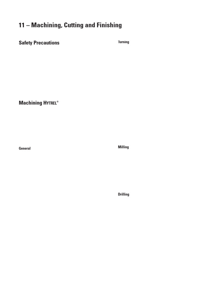 Machining Guidelines for HYTREL® Elastomer | PDF | Drilling | Machining