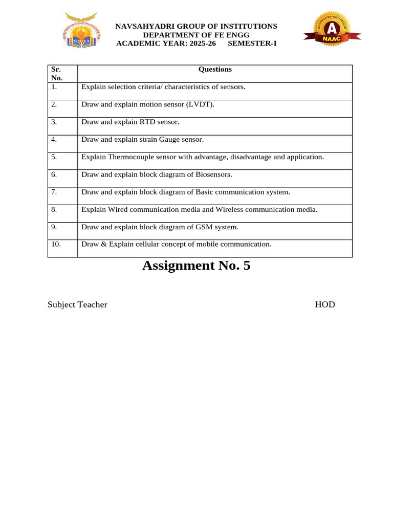 Sensor and Communication Systems Assignment | PDF