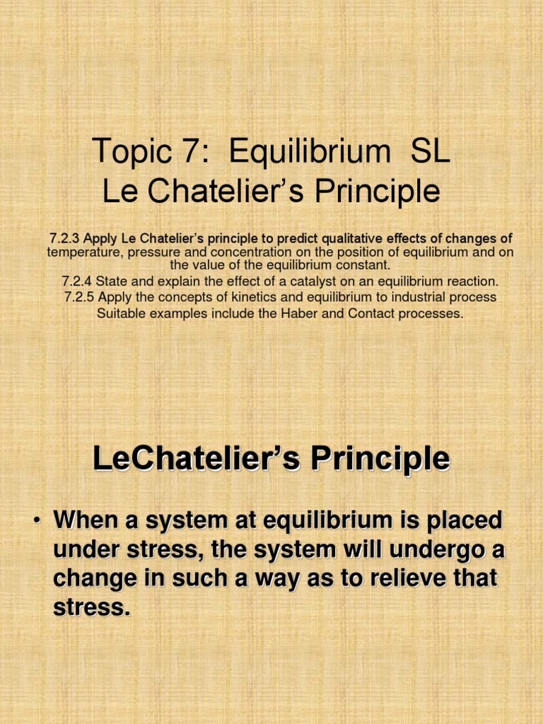 Le Chatelier's Principle IB | PDF | Chemical Equilibrium | Chemical ...