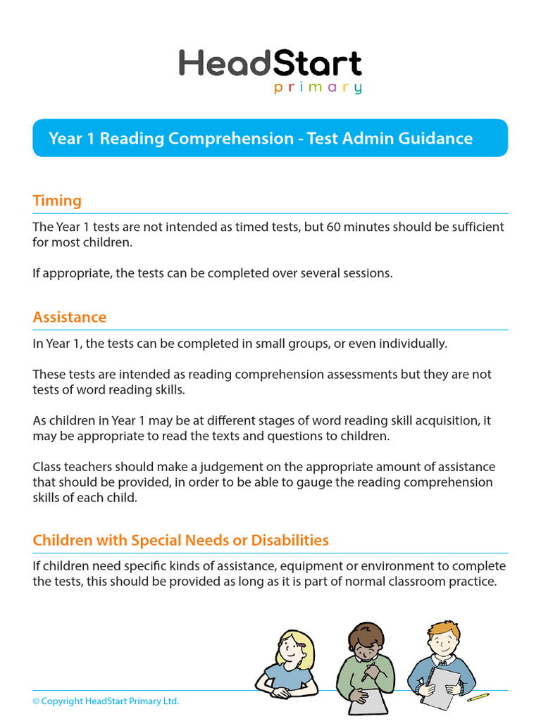 Y1 RC Test Admin Guidance | PDF