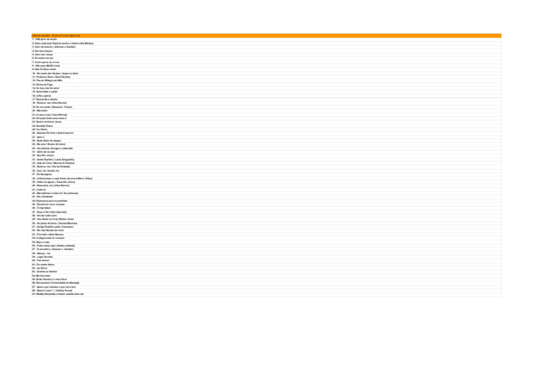 Lista de Cançãoes - Grupo de Louvar Água Viva | PDF
