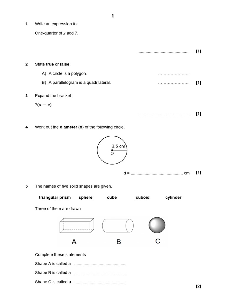 G7 - CCE 4 - Math Paper | PDF | Area | Elementary Mathematics