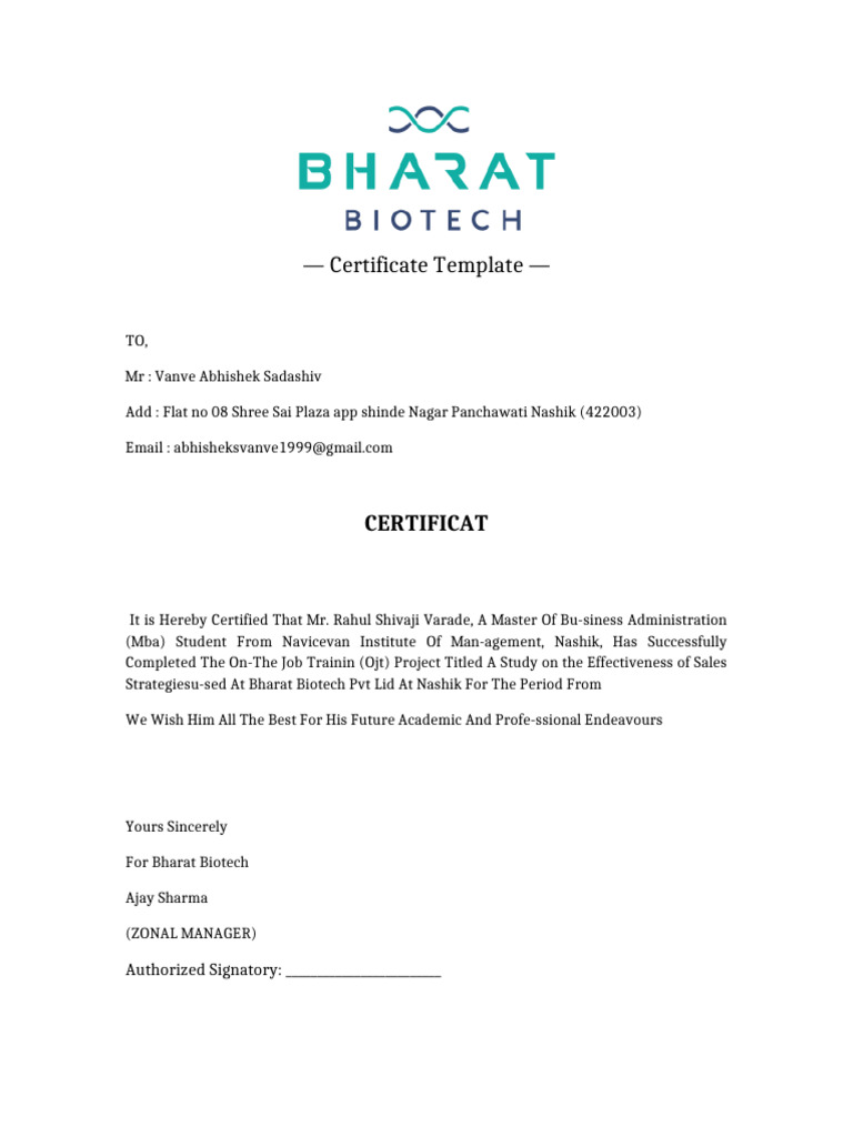 Bharat BiotechStyled Template | PDF