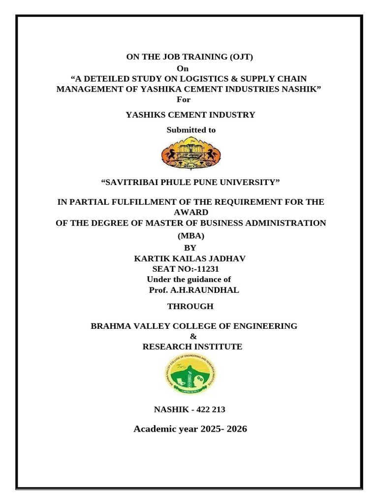 this is the project on yashika cement factory | PDF | Cargo | Logistics