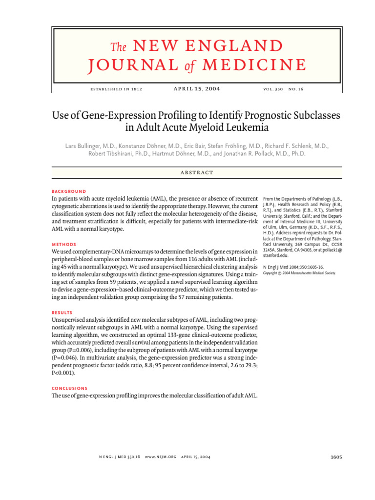 Bullinger Et Al FLT3 Expression Poor Outcome Wild Type FLT3 | PDF ...