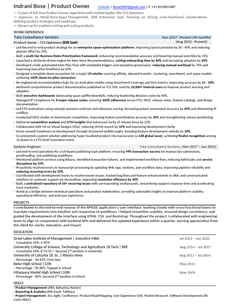 Indrani Bose Resume Final | PDF | User Interface | Information Technology