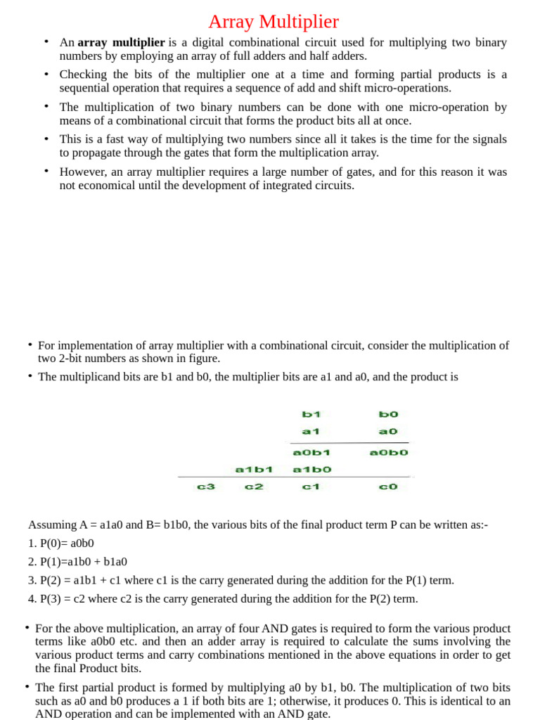 Array Multiplier | PDF | Multiplication | Mathematics