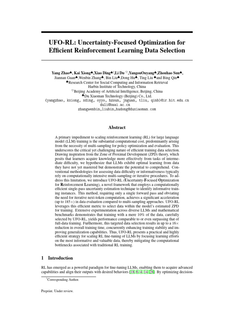 UFO-RL: Efficient Data Selection in RL | PDF | Sampling (Statistics ...