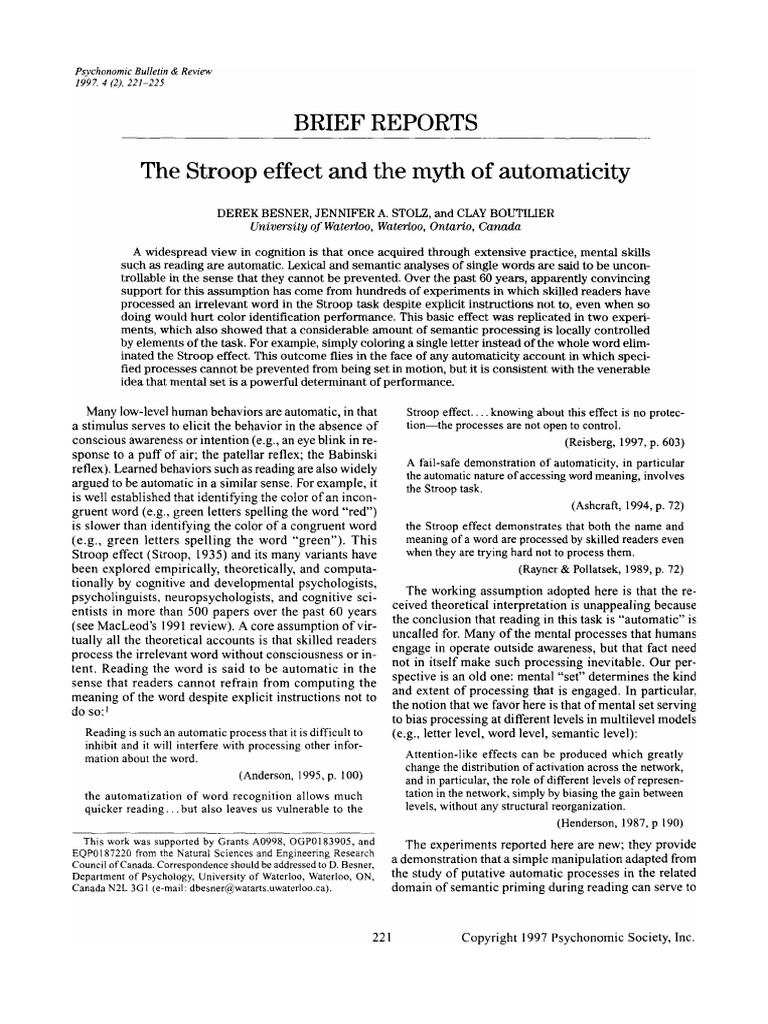 Stroop Effect | PDF