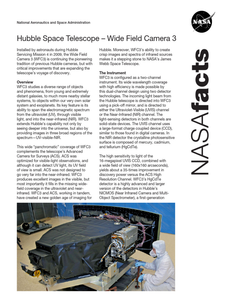 Nasa 56016 Wo 66666 Wfc3 Fact Sheet | PDF | Hubble Space Telescope ...