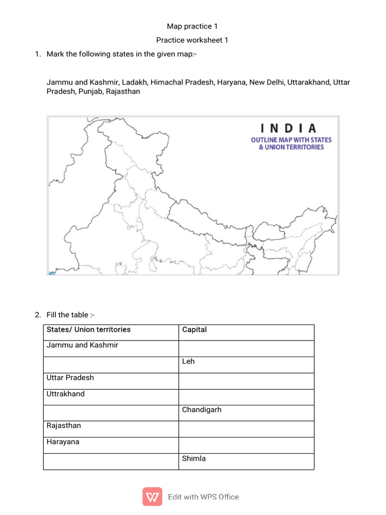 Map Practice-1 Worksheet | PDF