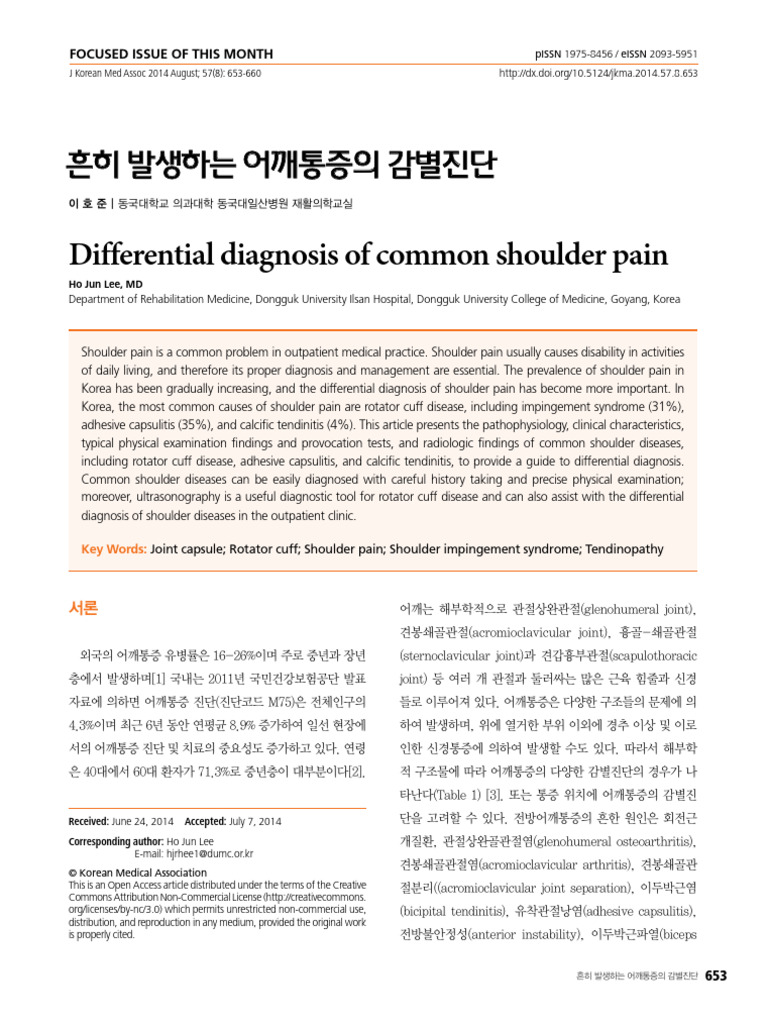 Differential Diagnosis of Common Shoulder Pain | PDF